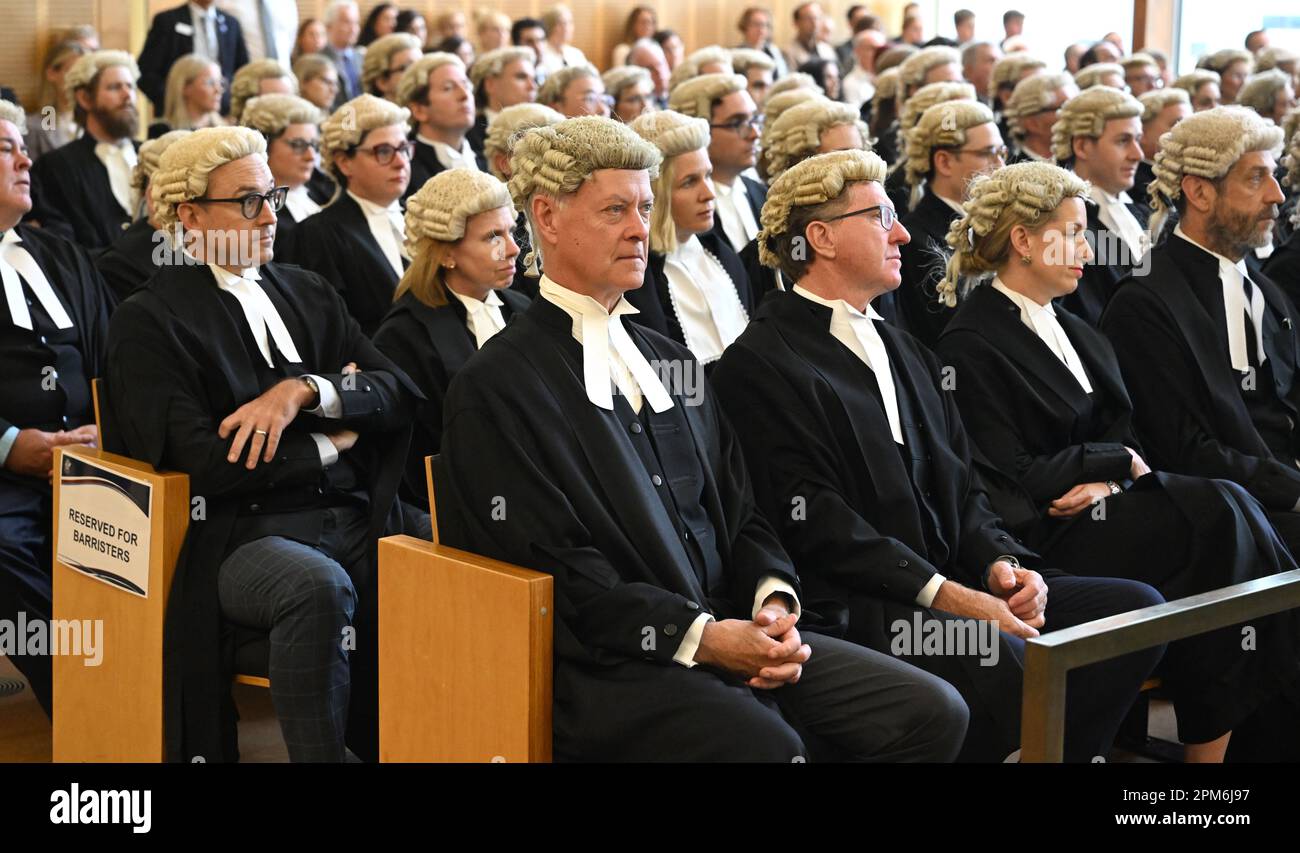 Barrister's are seen looking on during the swearing in ceremony for ...