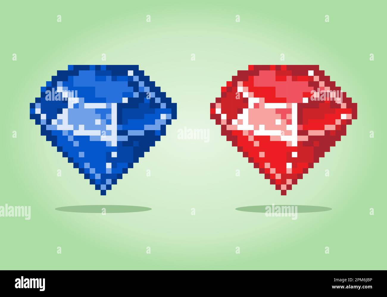 8 bit diamond pixels. Stone items for asset games in vector ...