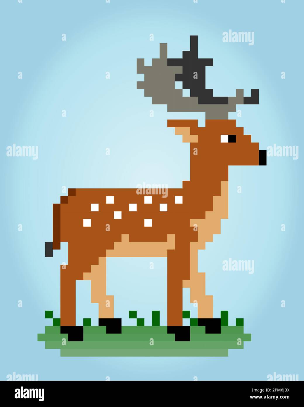 8 bit pixel deer. Animals for asset games in vector illustrations. Cross Stitch pattern Stock ...