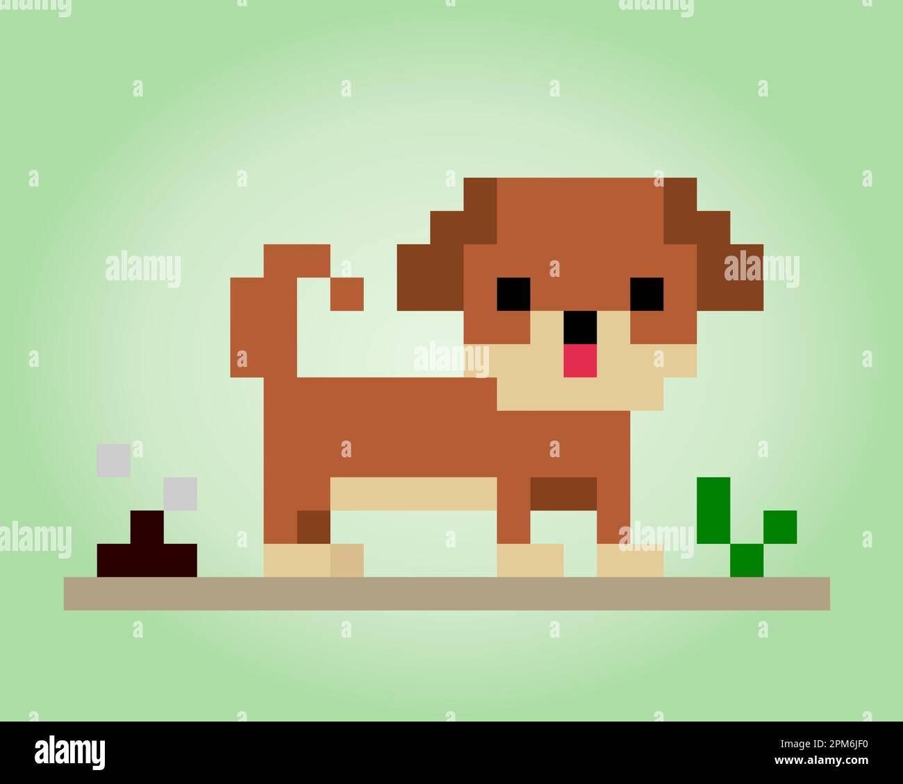 8 bit pixel of puppy with poop. Animal for asset games in vector ...