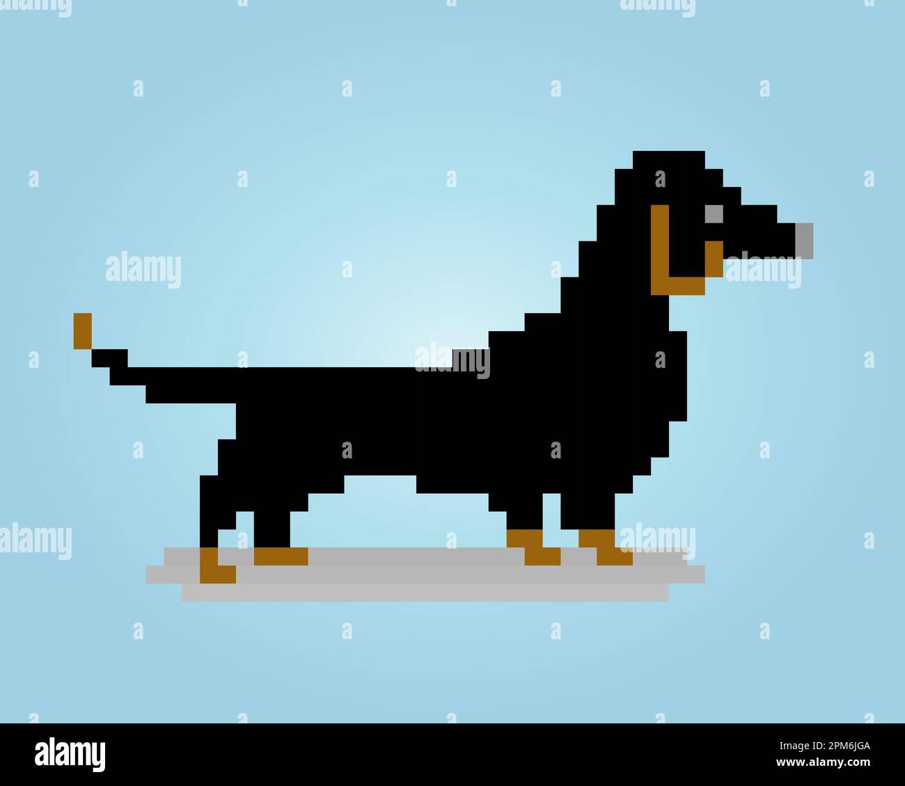 8 bit pixel of dachshund breed dog. Animal for asset games in vector illustrations. Cross Stitch ...