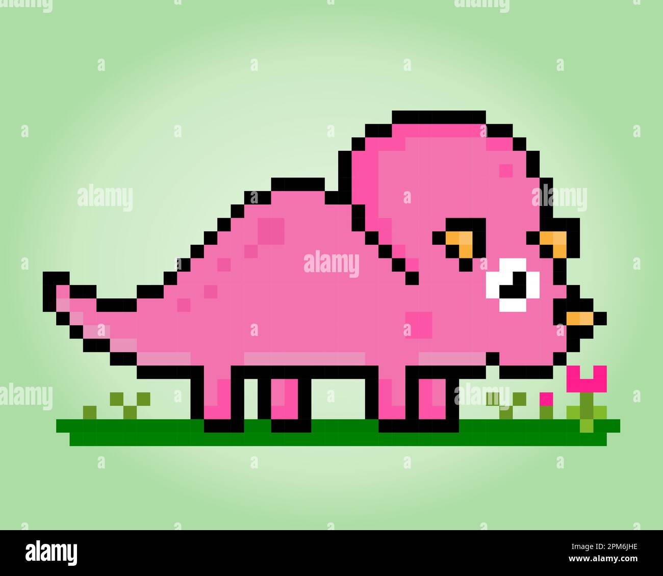 8 bit dinosaur pixels. Animals in vector illustrations for Cross Stitch ...