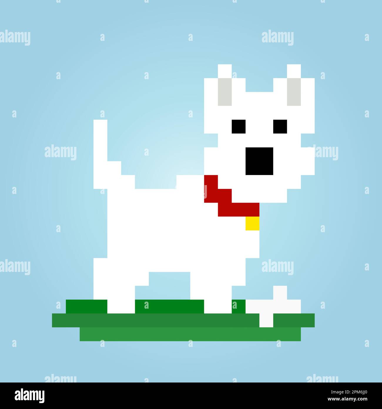 8 bit pixel of white dog. Animals for asset games in vector illustrations. Cross Stitch pattern ...