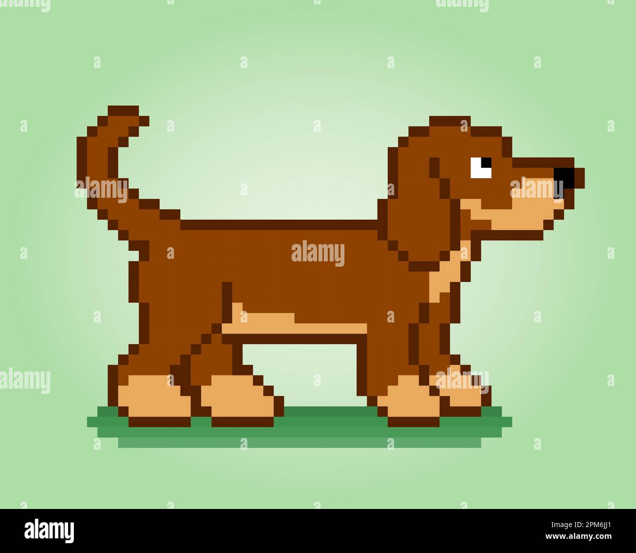 8 bit pixel of beagle dog. Animal for asset games in vector ...