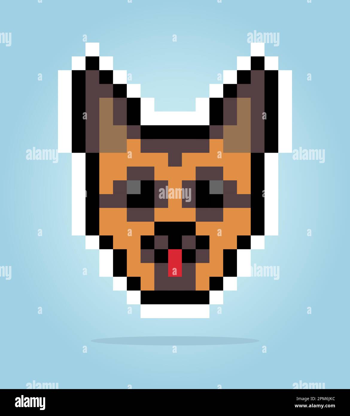 8 bit pixel of german shepherd dog. Animal head for asset games in vector illustrations. Cross ...