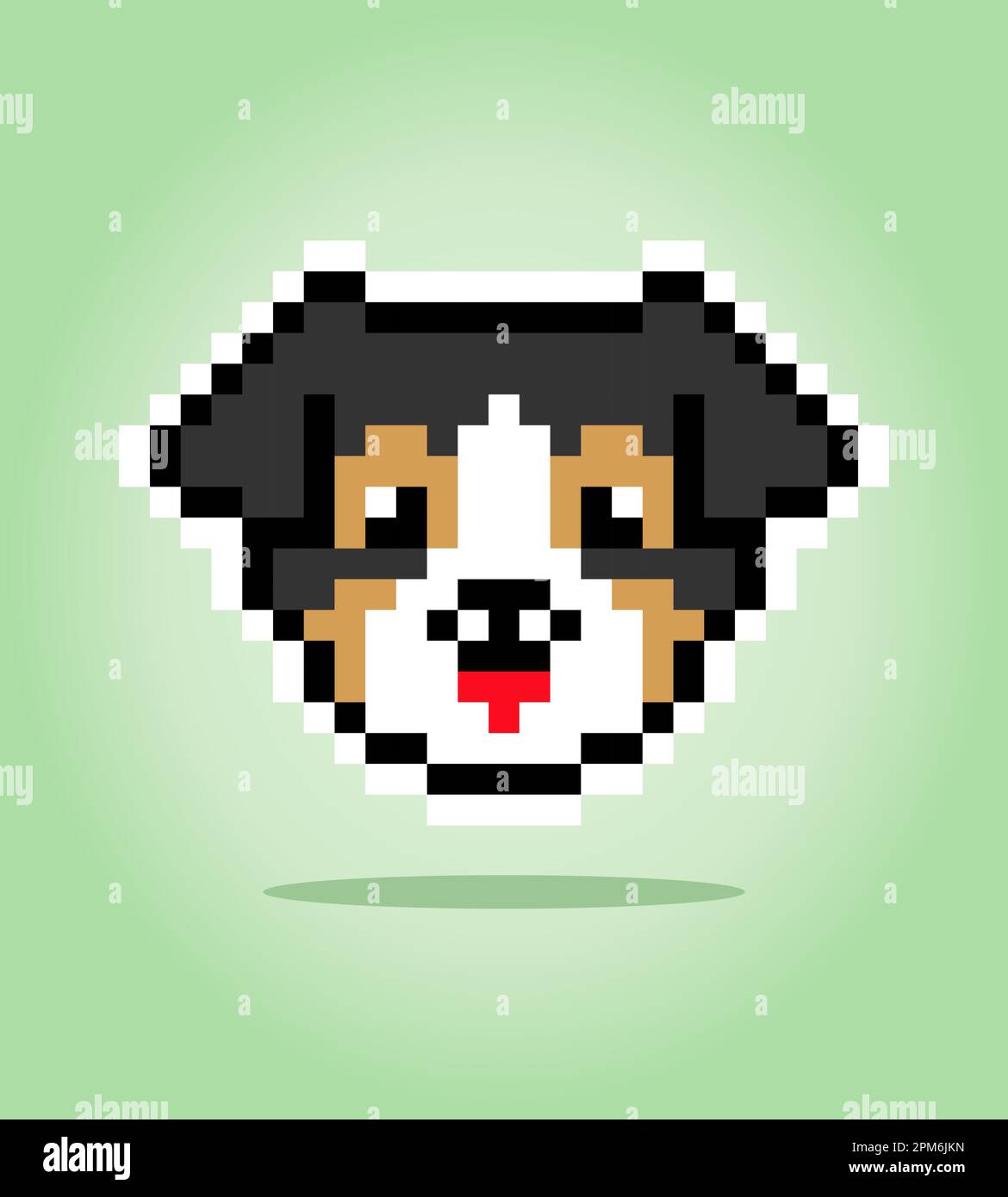 8 bit pixel of australian shepherd dog. Animal head for asset games in vector illustrations ...