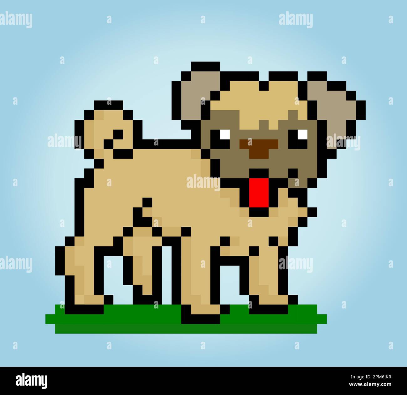 8 bit pixel of boxer dog. Animal for asset games in vector illustrations. Cross Stitch pattern ...