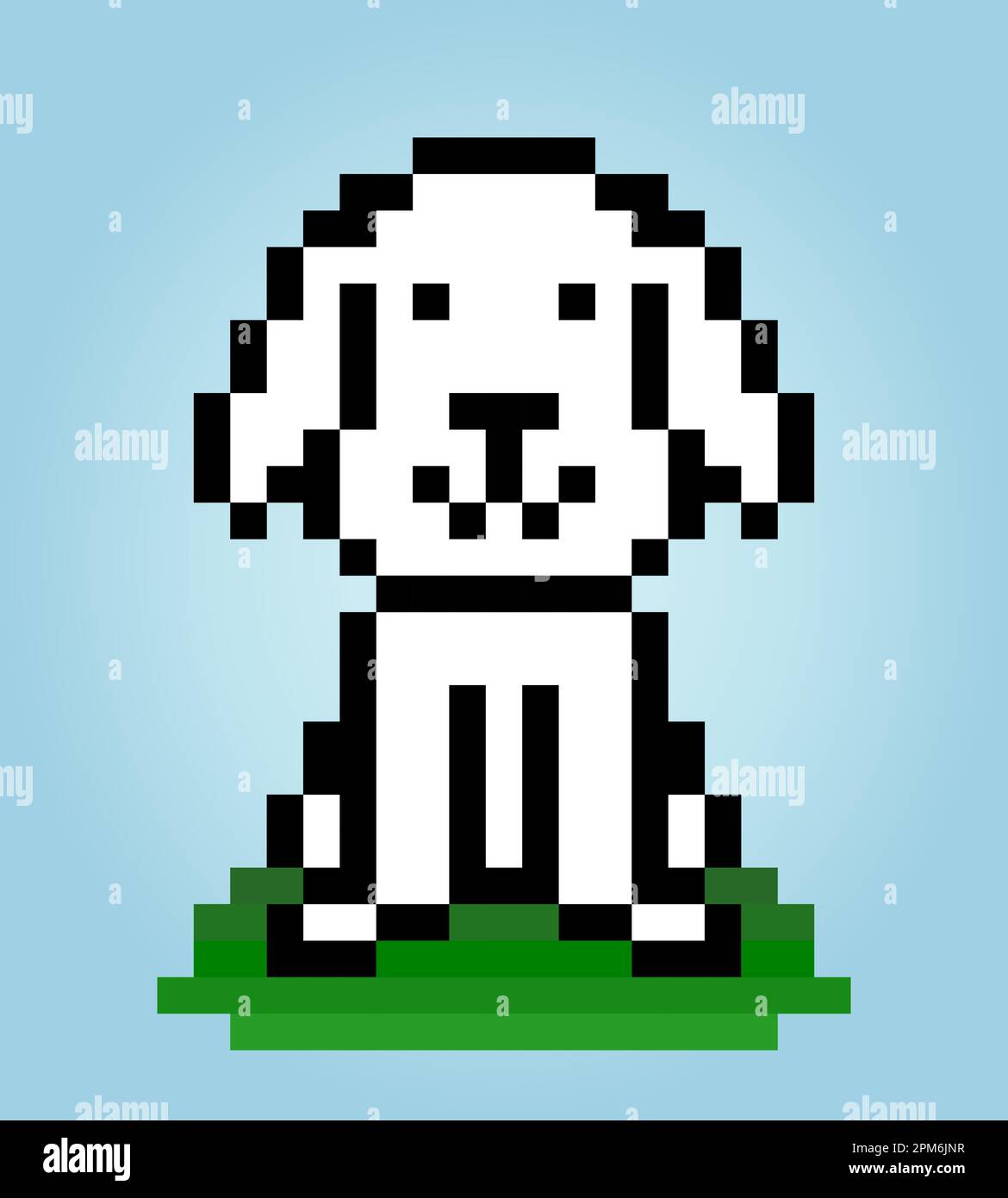 8 bits pixel of dogs is sitting. Animals for asset games in vector ...