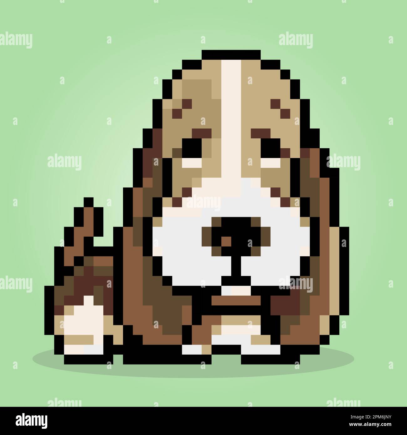 8 bit pixel of basset hound dog. Animals for asset games in vector ...