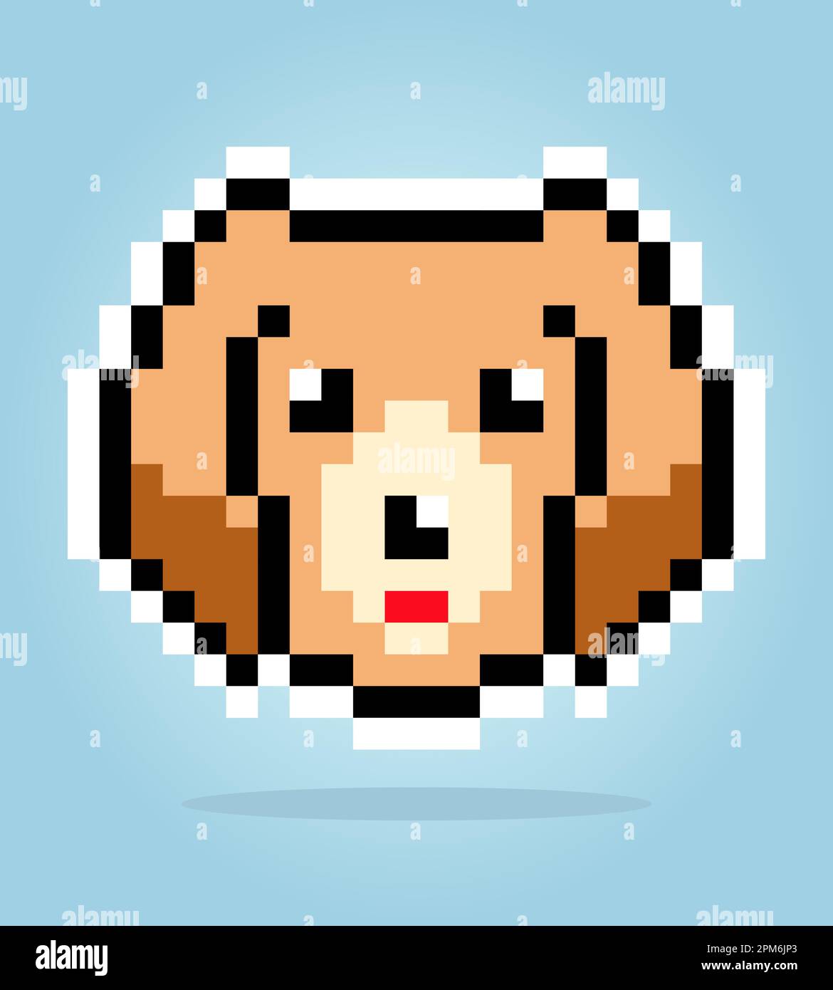 8 bit pixel of golden retriever dog. Animal head for asset games in vector illustrations. Cross ...