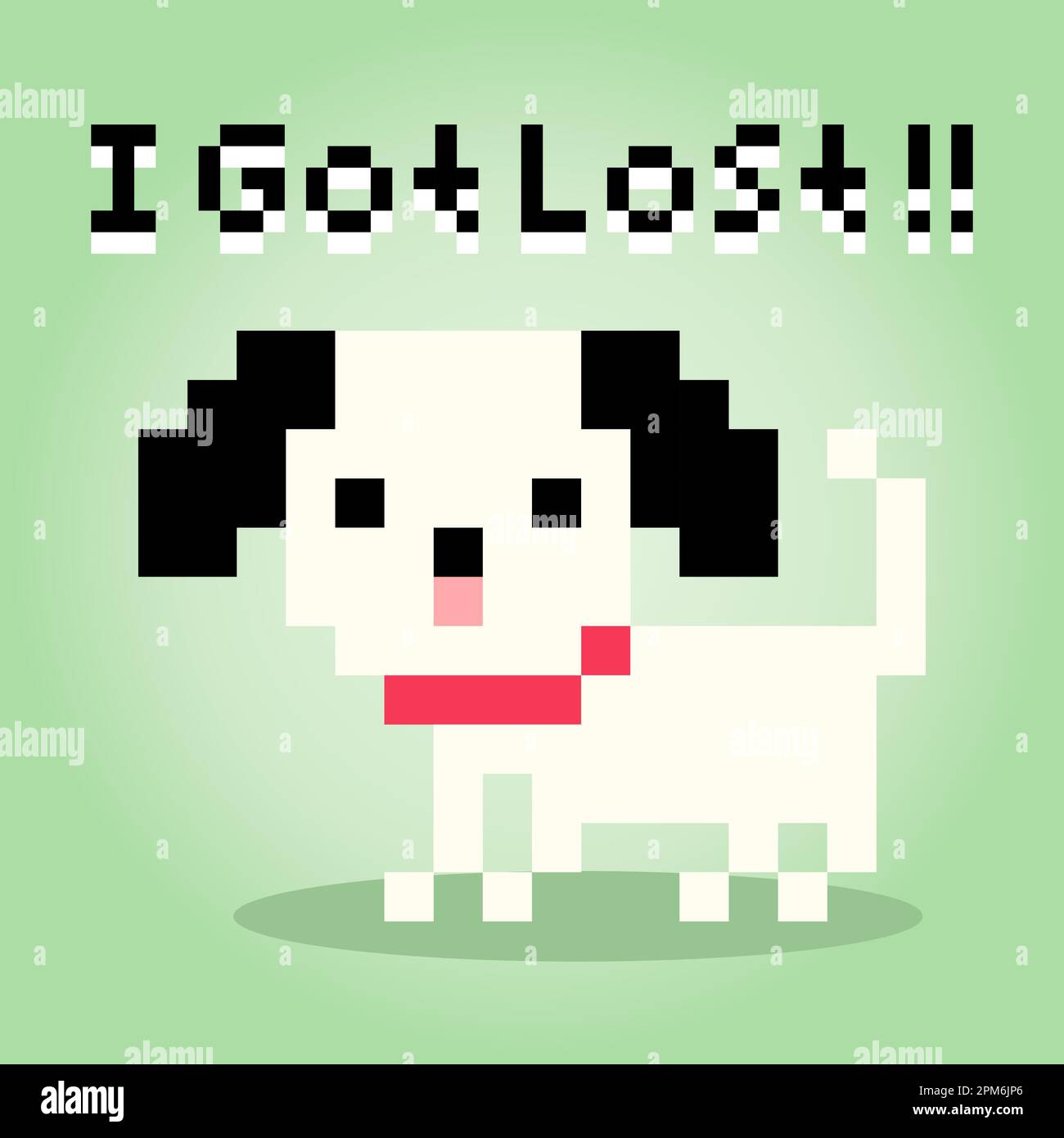 8 bits pixel of puppy got lost. Animals for asset games in vector ...