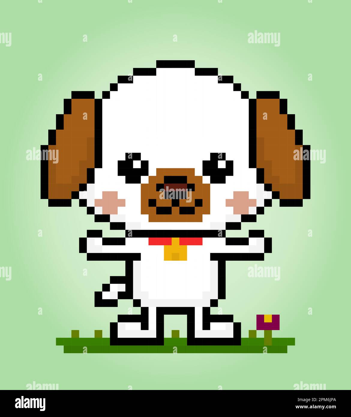 8 bits pixel of jack russell dogs. Animals for asset games in vector illustrations. Cross Stitch ...