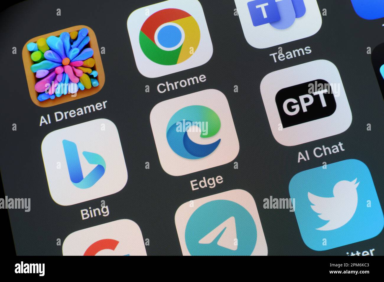 App tiles on screen Stock Photo - Alamy