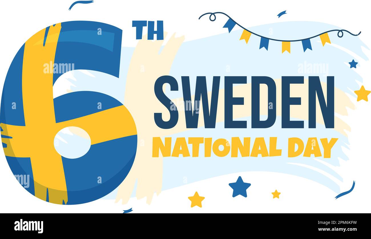 Sweden National Day Vector Illustration on 6 June Celebration with ...