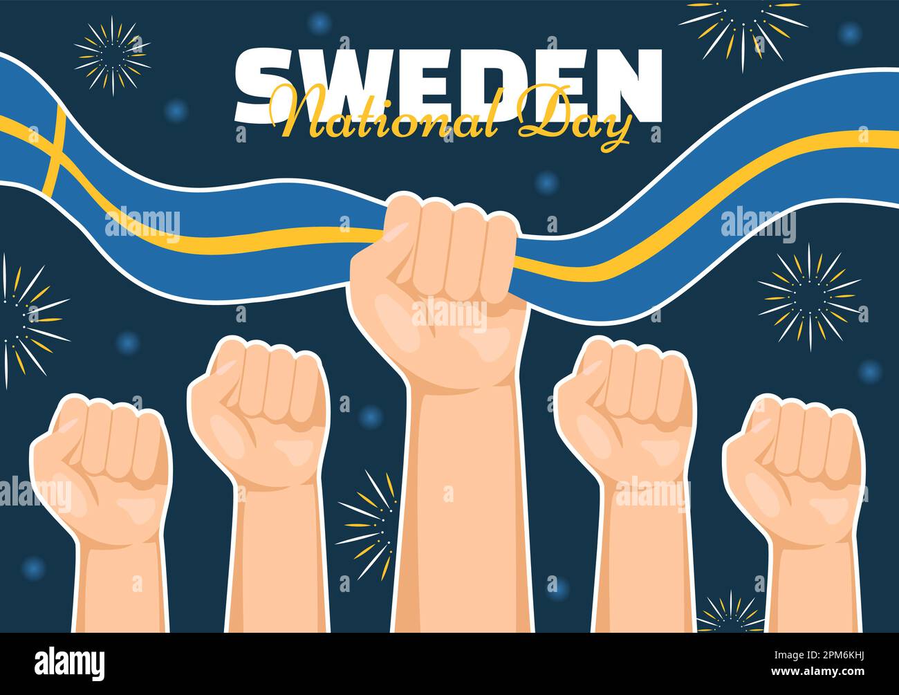 Sweden National Day Vector Illustration on 6 June Celebration with ...