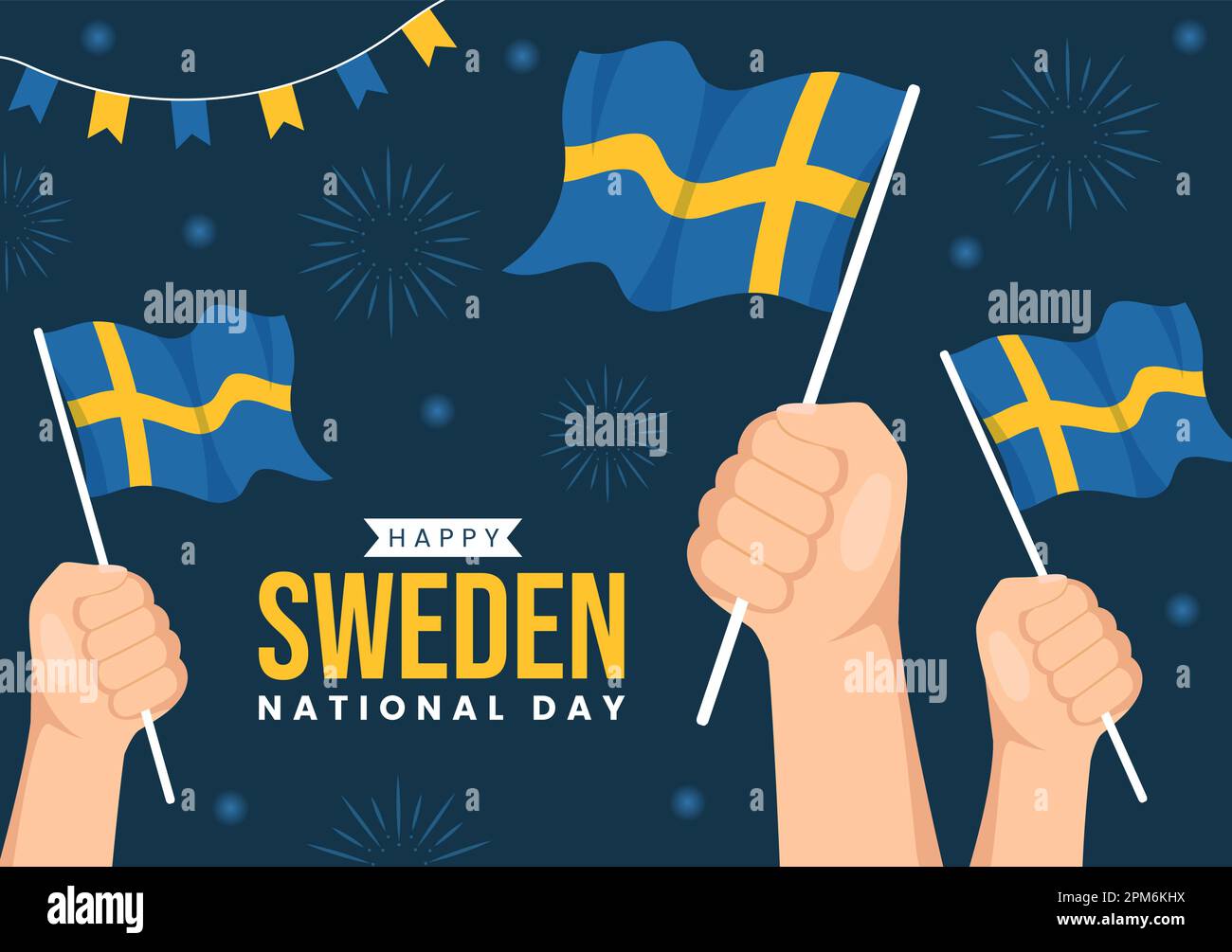 Sweden National Day Vector Illustration on 6 June Celebration with ...