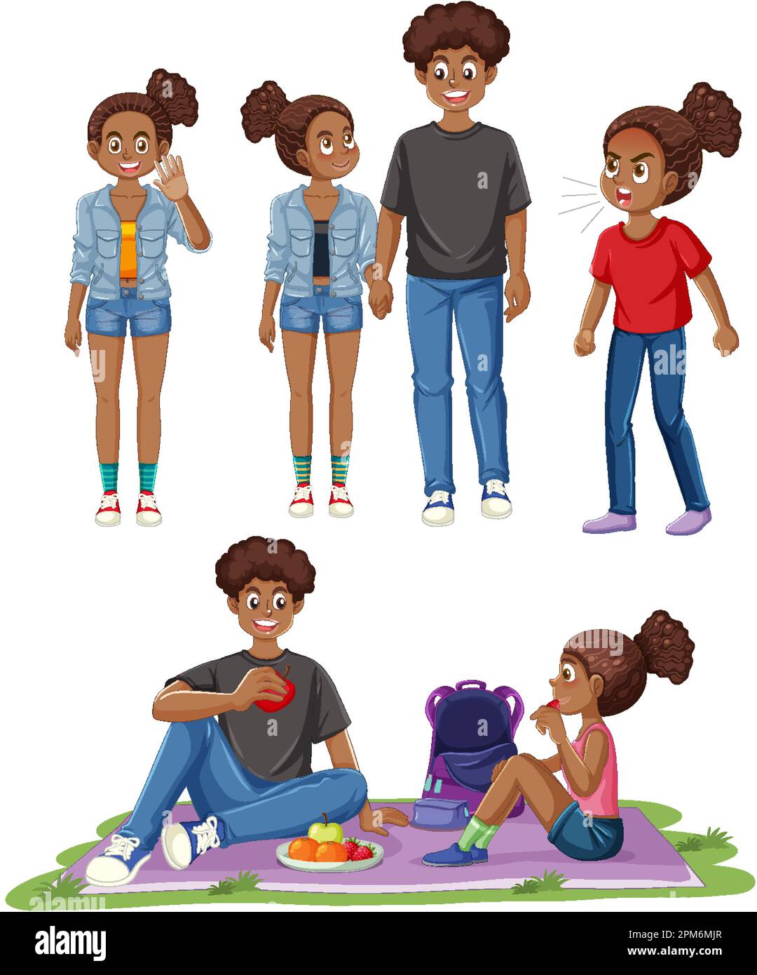 Teenage Friendship Cartoon Character illustration Stock Vector Image ...