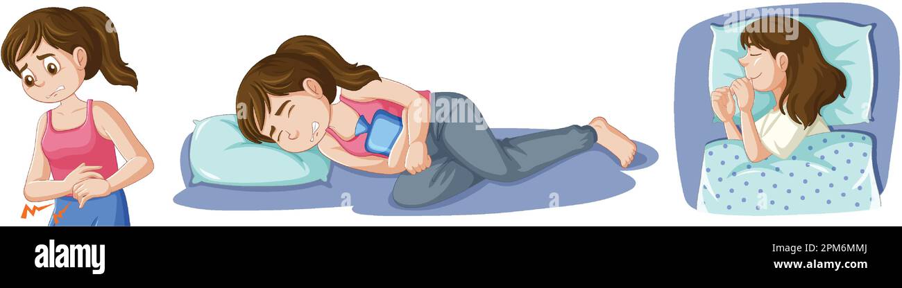 Puberty Girls Cartoon Character Collection illustration Stock Vector ...