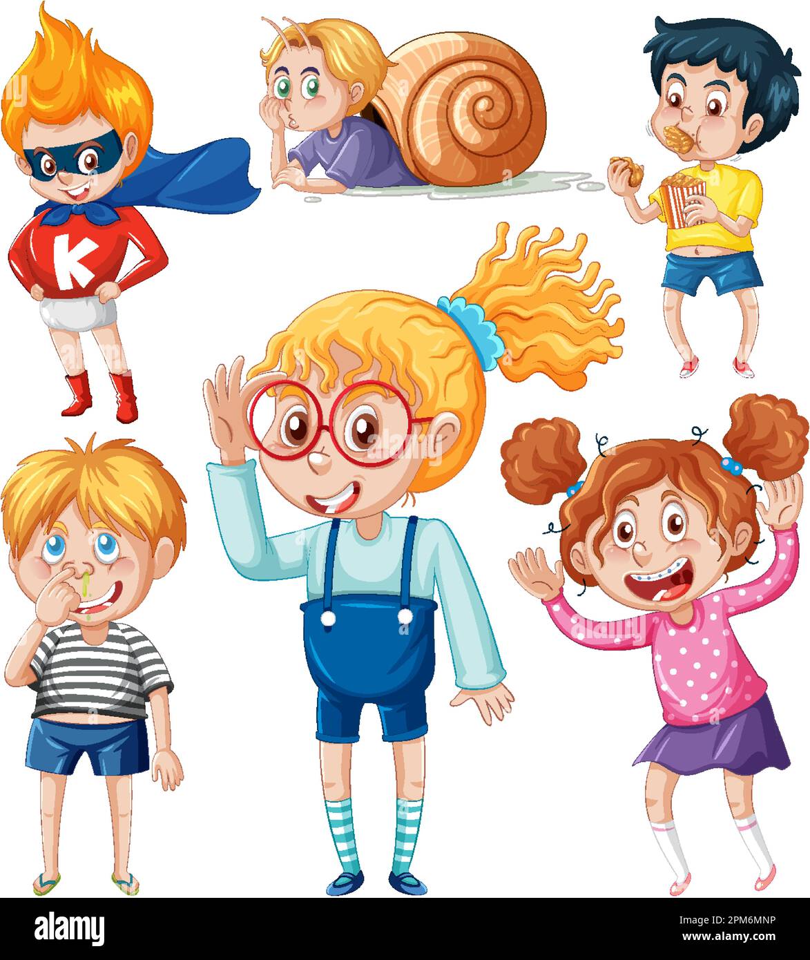 Set Of Kids Cartoon Character Illustration Stock Vector Image Art Alamy