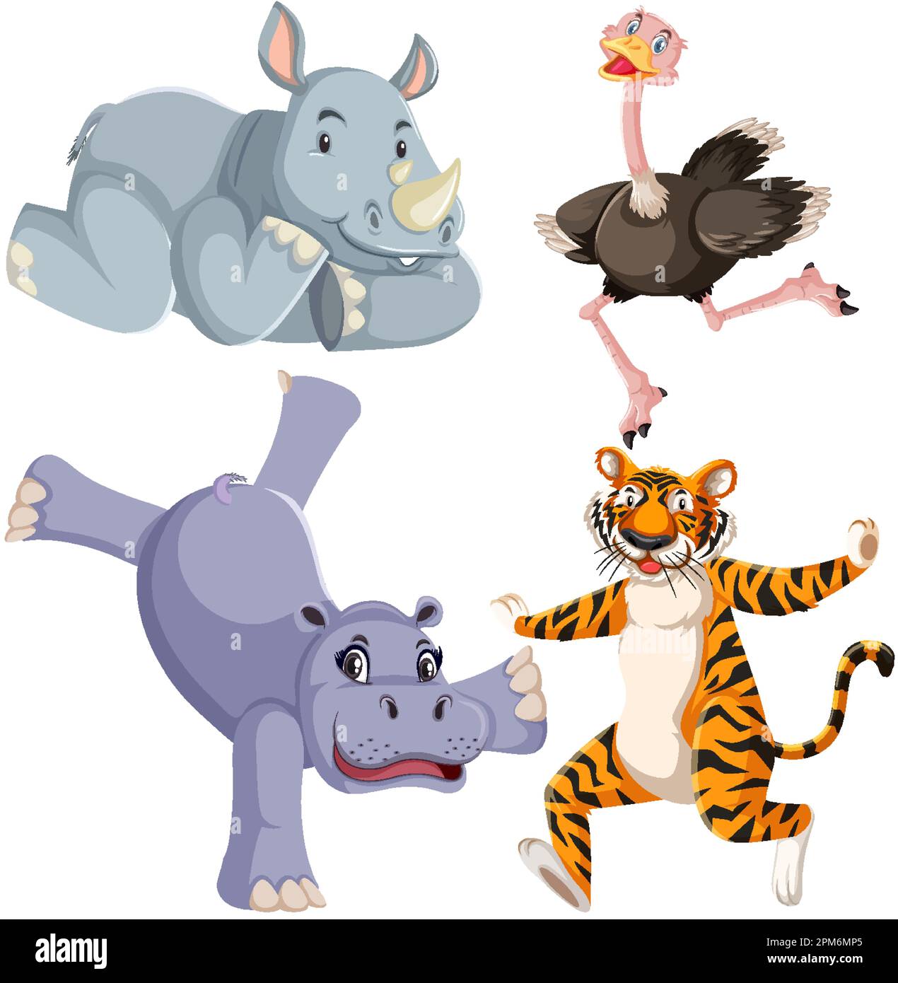 Set of cute animals cartoon character illustration Stock Vector Image ...