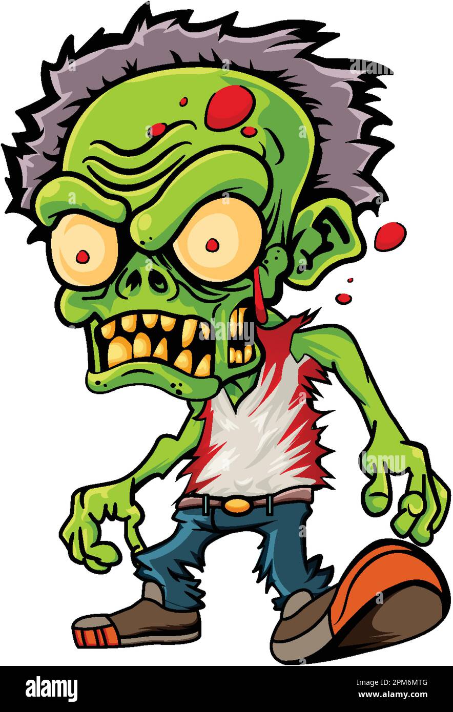 A Creepy Green Zombie In Cartoon Style illustration Stock Vector Image ...