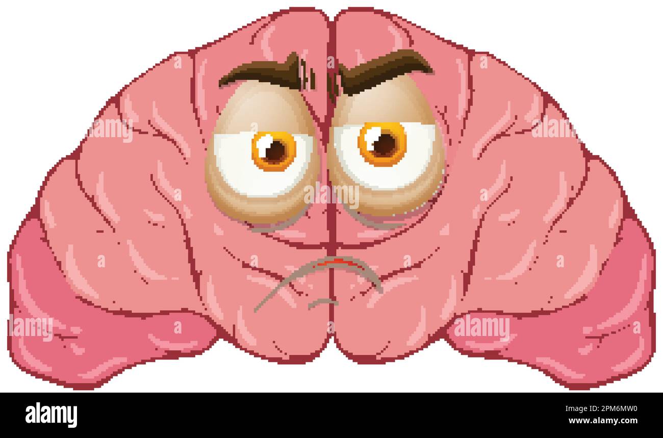 Cartoon human brain with facial expression illustration Stock Vector ...