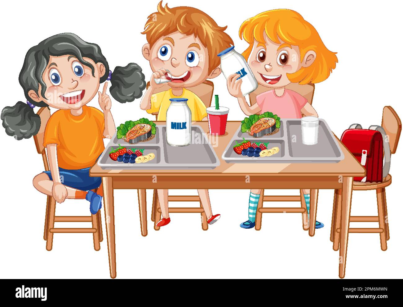 Cheerful Kids Enjoying Mealtime illustration Stock Vector Image & Art ...