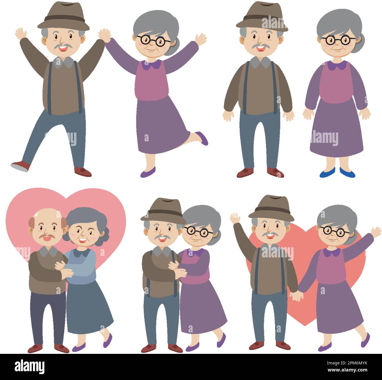 Set of elderly couple illustration Stock Vector Image & Art - Alamy