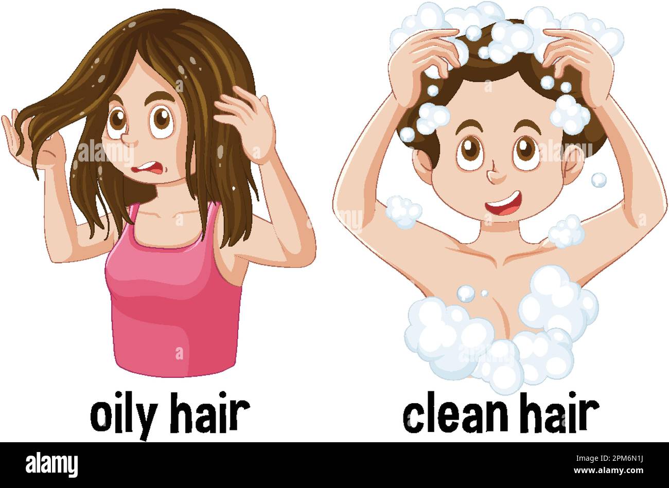 Teen Girl Concerns Hair Problem During Puberty illustration Stock ...