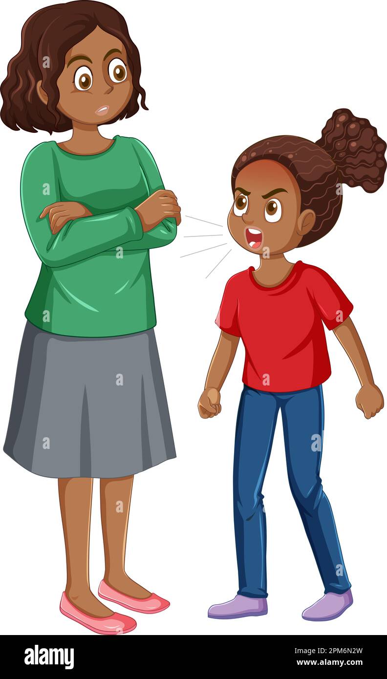 Angry Daughter and Concerned Mother illustration Stock Vector Image ...