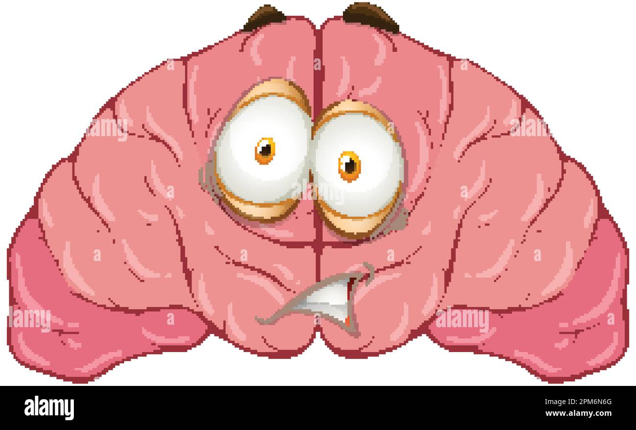 Cartoon human brain with facial expression illustration Stock Vector ...