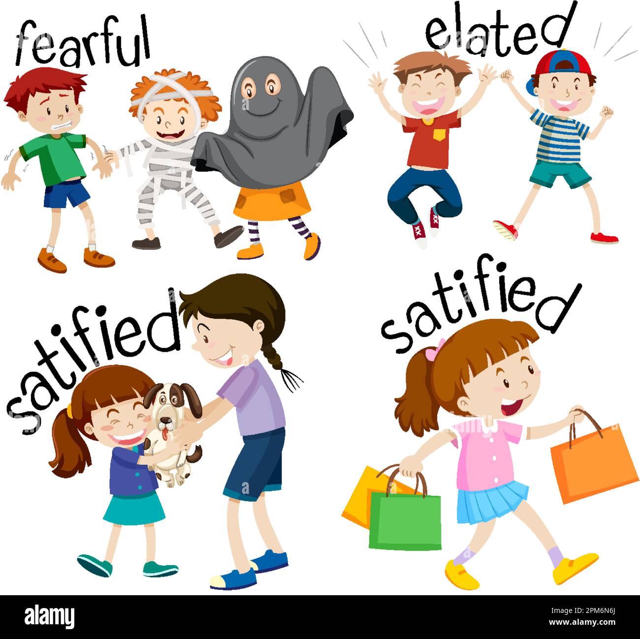 English vocabulary adjective word with cartoon characters illustration Stock Vector Image & Art ...