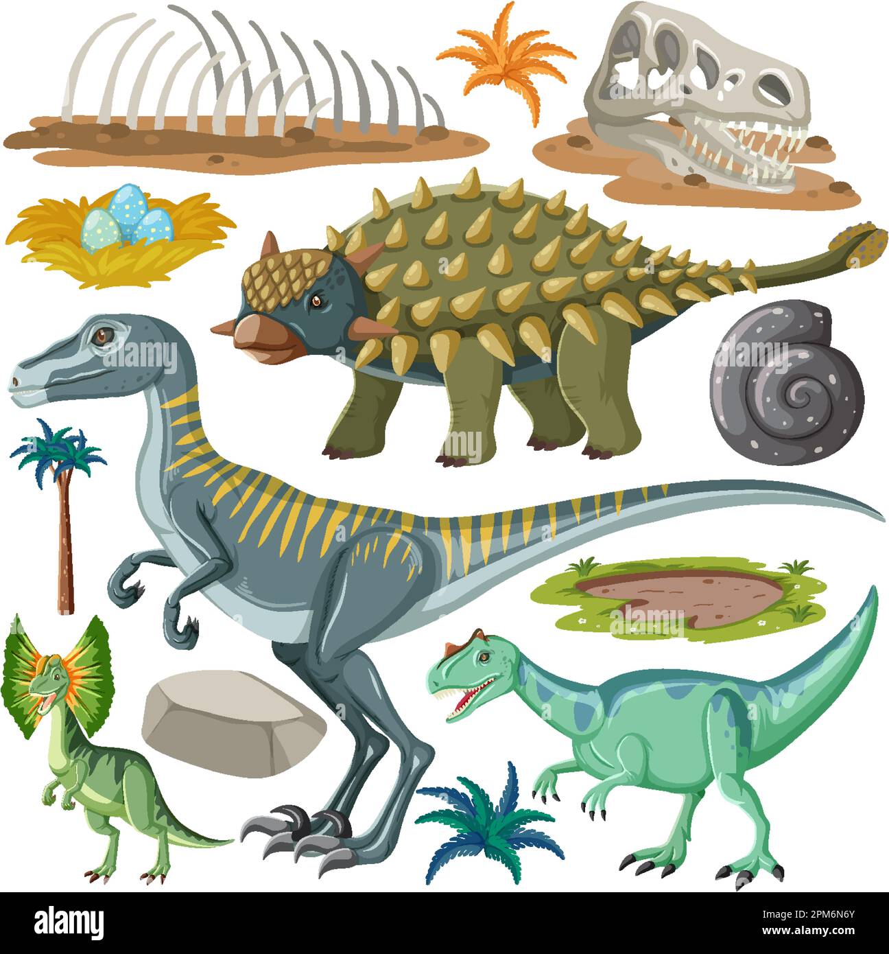 Dinosaur and Nature Elements Vector Collection illustration Stock ...