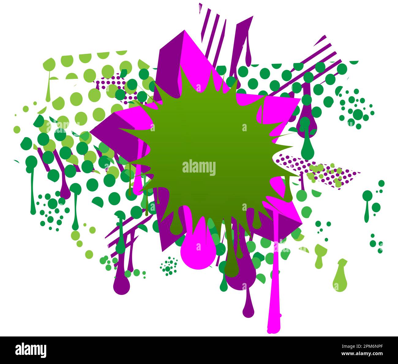 Green graffiti speech bubble with purple elements. Abstract modern ...