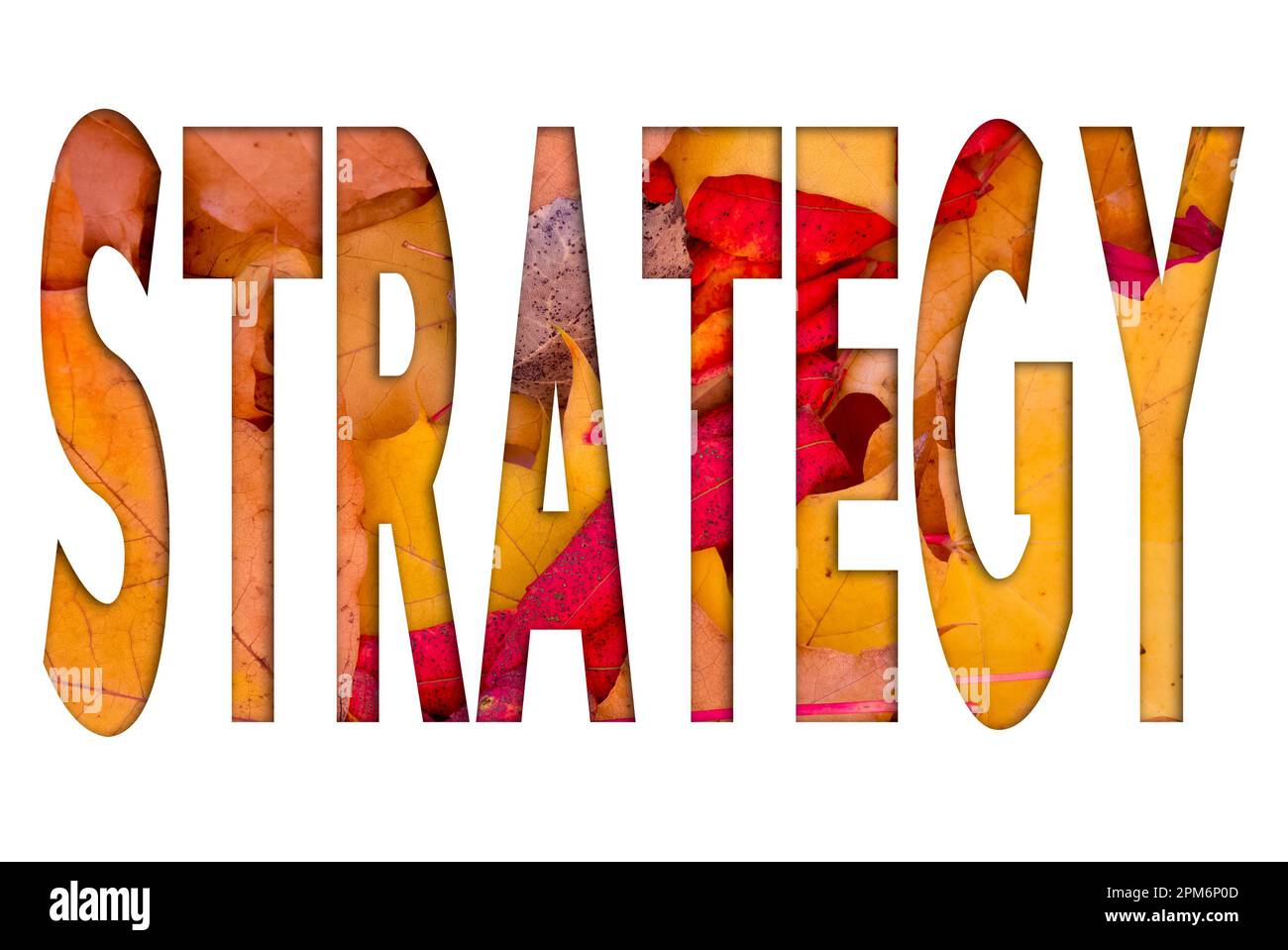 Autumn leaves, objects with Strategy text. Natural patterns, color ...