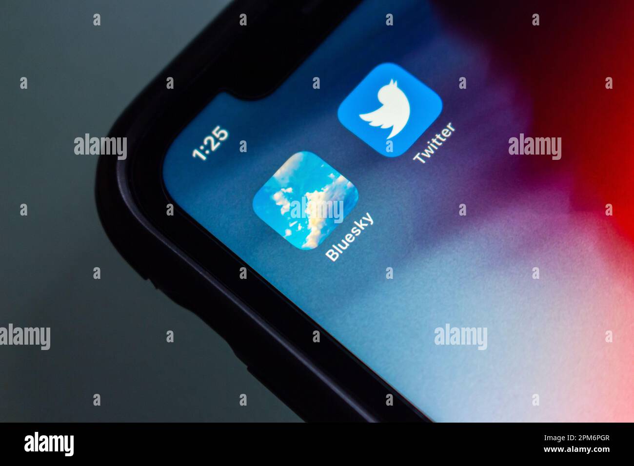 Twitter Alternative Bluesky Social App And Twitter App Icons In An Iphone Bluesky Is An