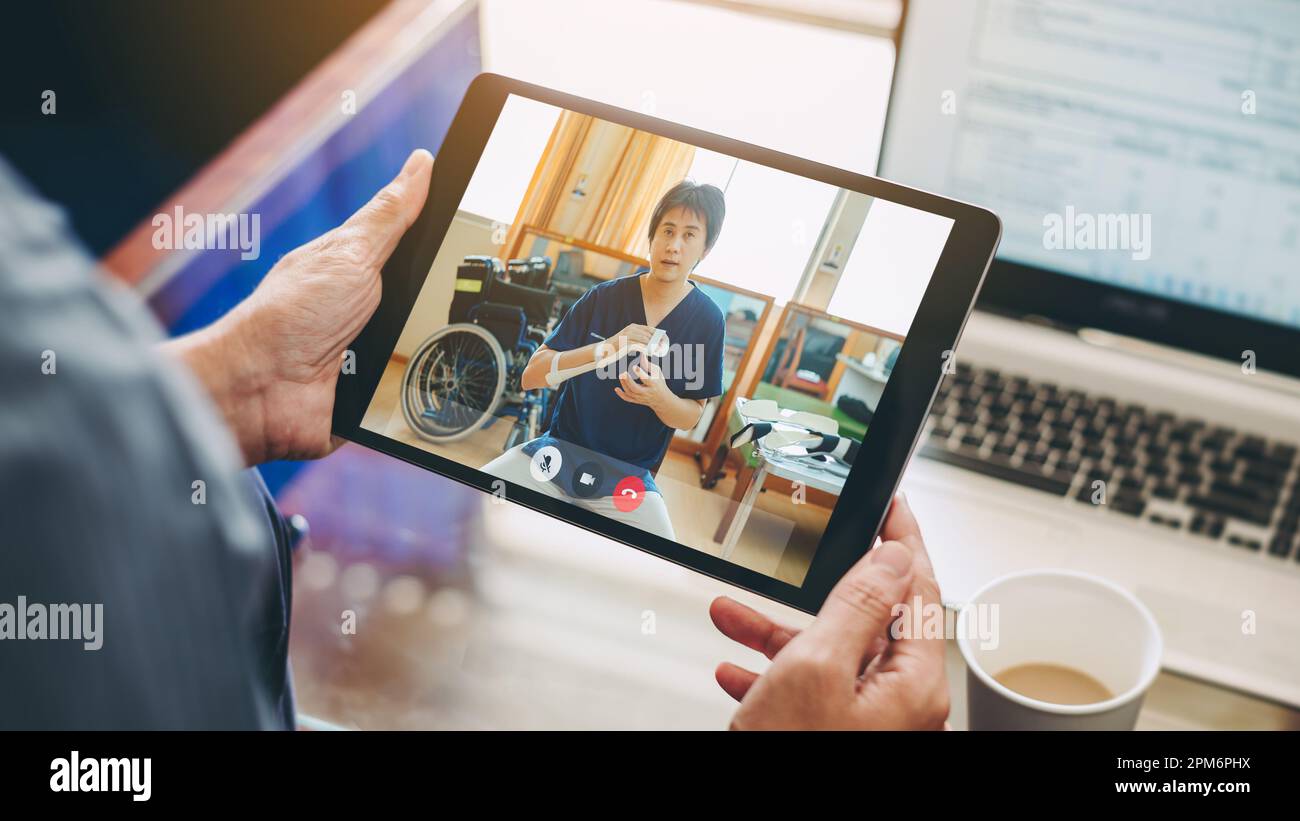 Telemedicine and home healthcare concept of telehealth video call with ...