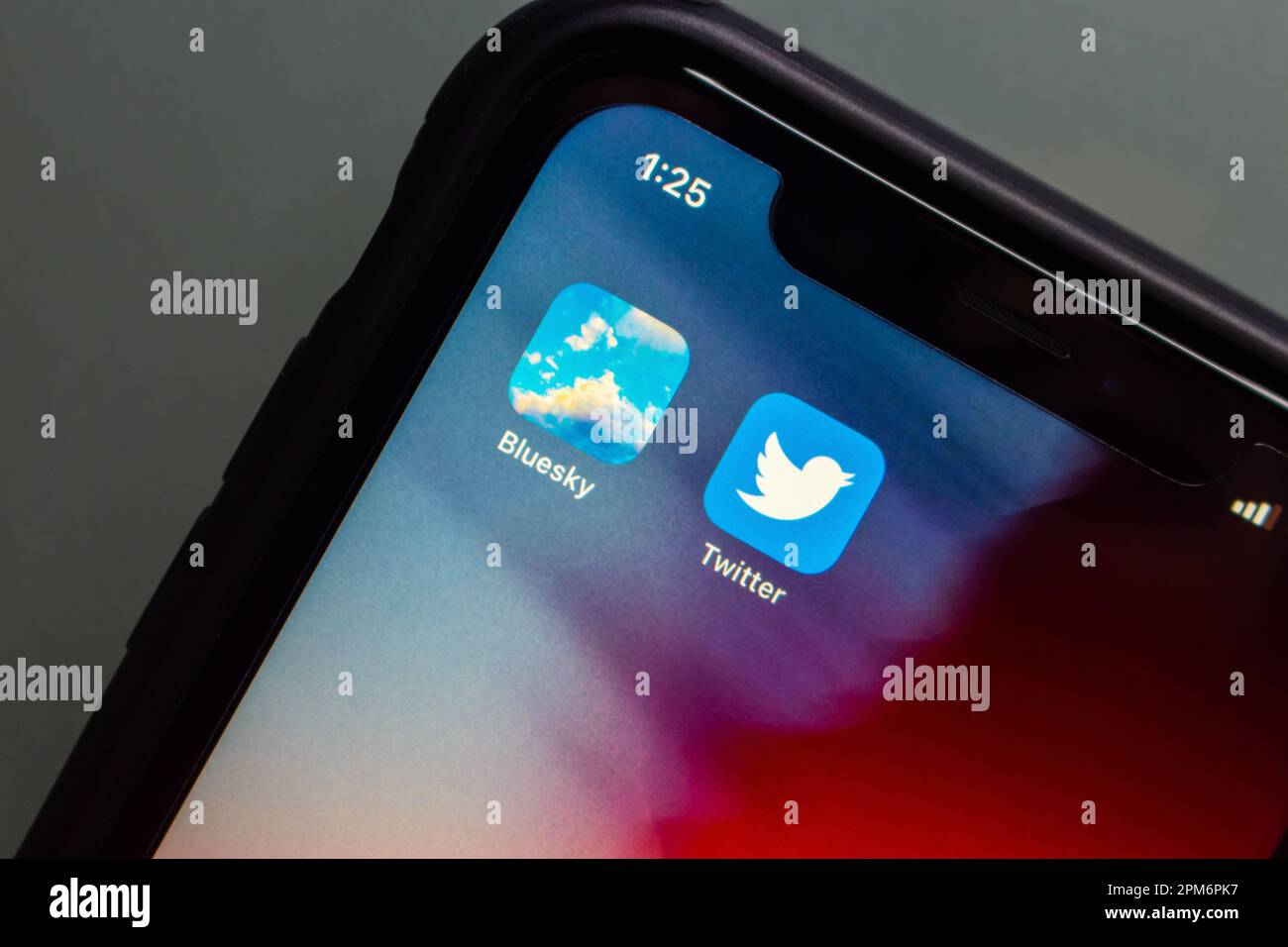 Twitter Alternative Bluesky Social App And Twitter App Icons In An Iphone Bluesky Is An