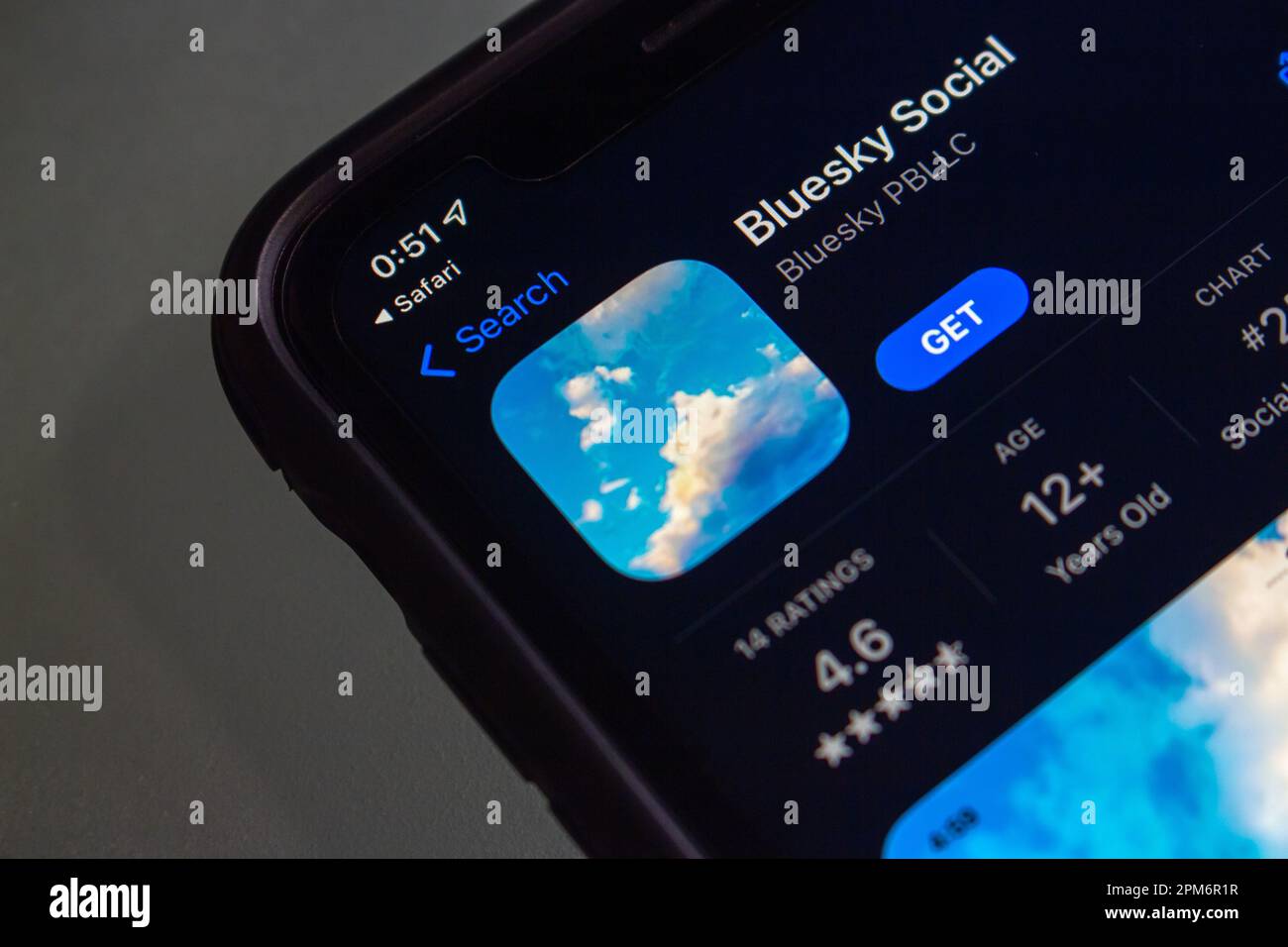 Twitter alternative Bluesky Social seen in an App Store on iPhone ...