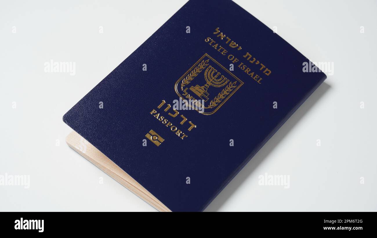 Blue Israeli passport (darkon). Passport with gold stamping Biometric ...