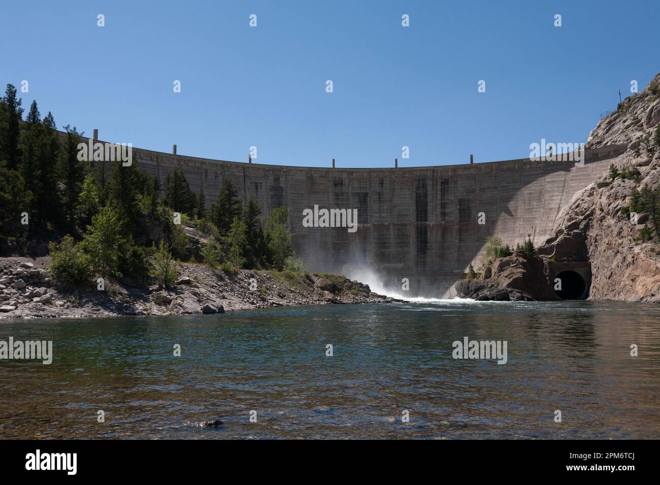 A torrent of water shoots from the bottom of Gibson Dam, Sun River ...