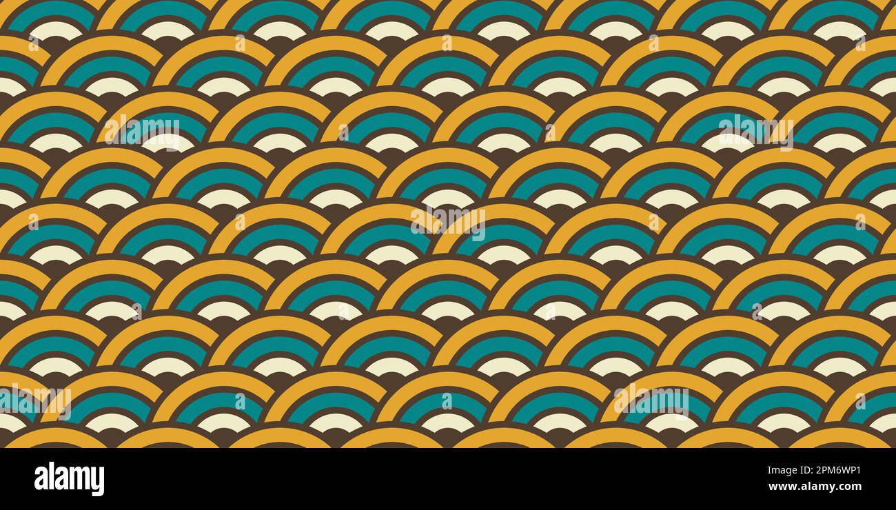 Retro wave pattern. Oriental arc ornament seamless background. Vintage ...