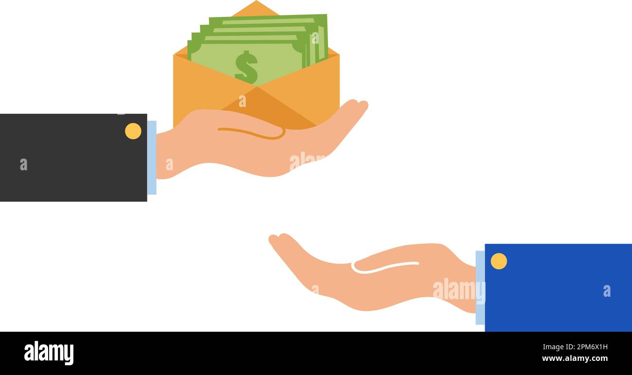 Businessman give money icon on white background. Human hand giving ...
