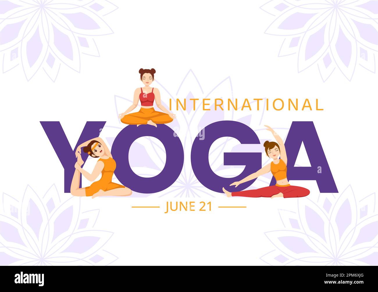 International Yoga Day Illustration on June 21 with Woman Doing Body ...