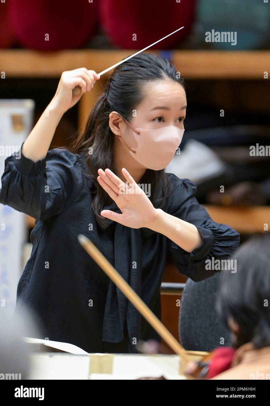 Nodoka Okisawa, Japanese conductor, takes part in a practice in Kyoto ...