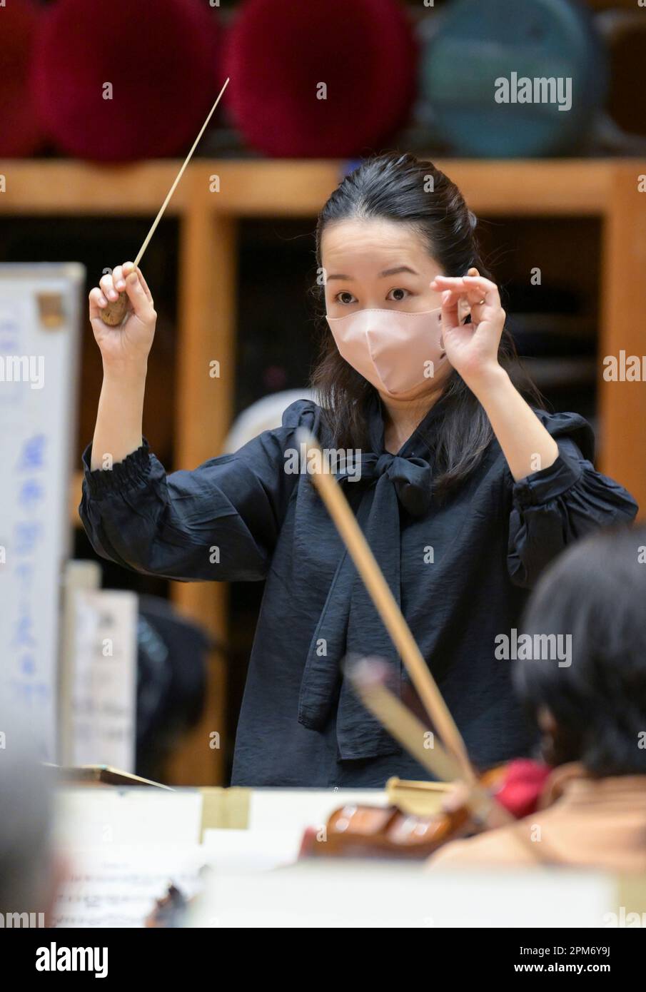Nodoka Okisawa, Japanese conductor, takes part in a practice in Kyoto ...