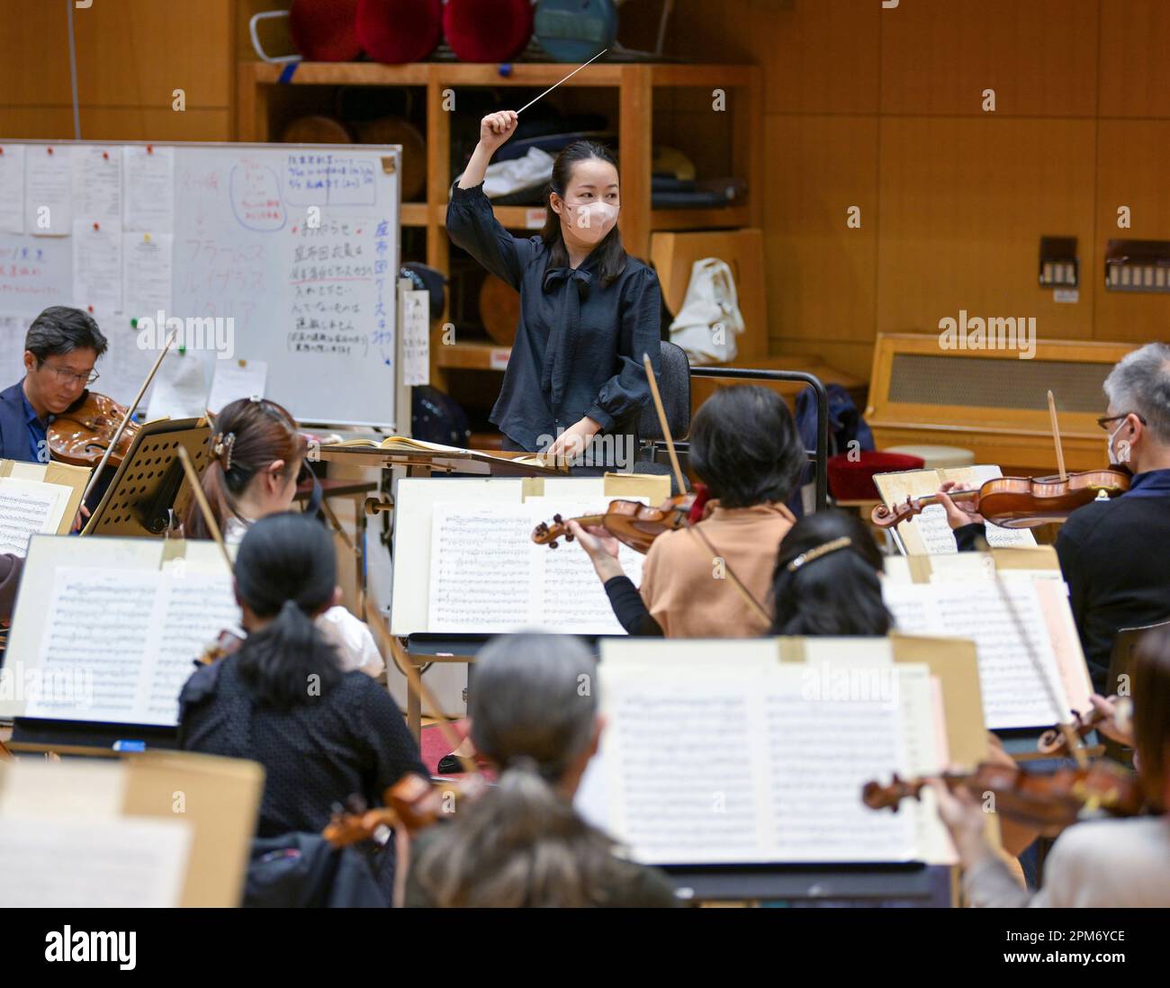 Nodoka Okisawa, Japanese conductor, takes part in a practice in Kyoto ...