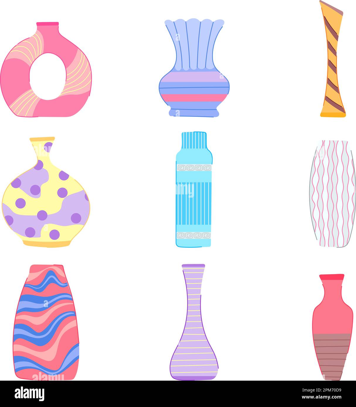 vase flower set cartoon vector illustration Stock Vector Image & Art ...