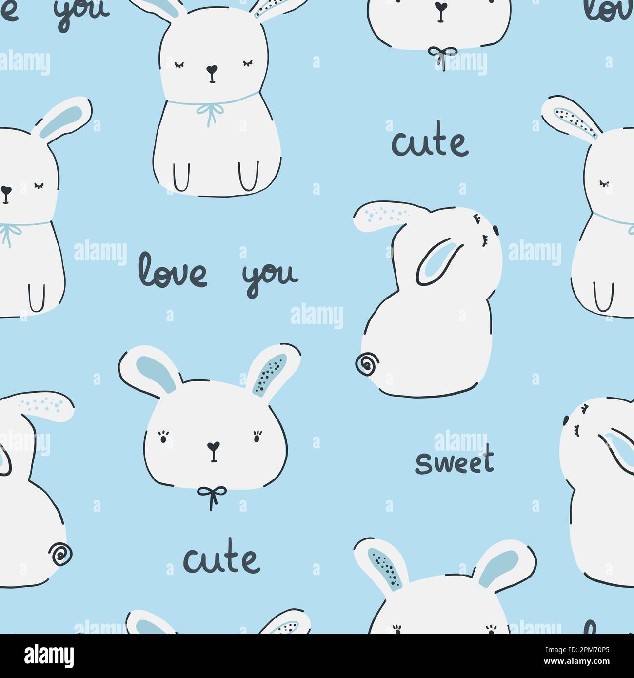 Vector seamless spring pattern with rabbits. Easter pattern. cartoon ...