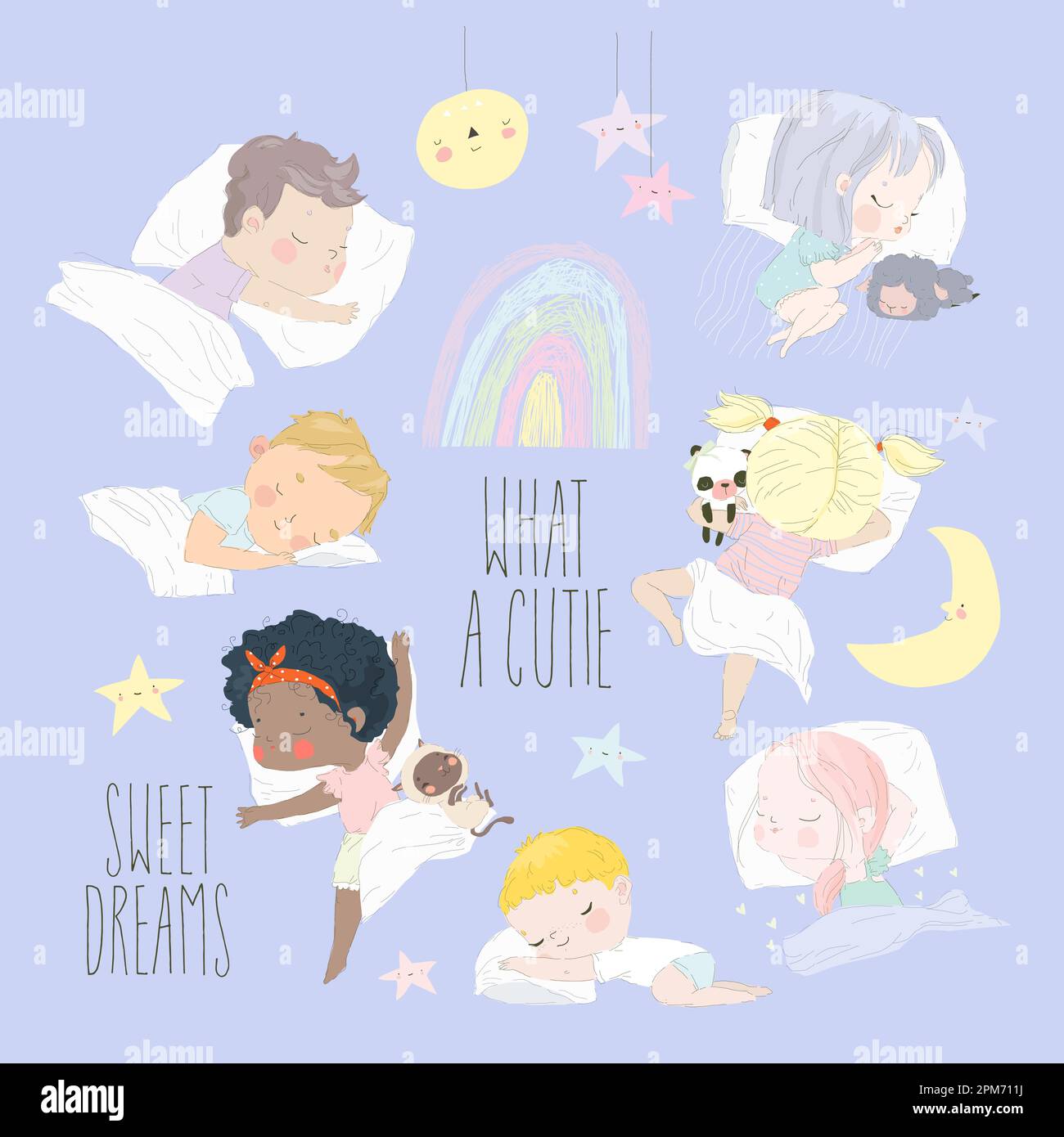 Little cute boy asleep in his bed Stock Vector Images - Alamy